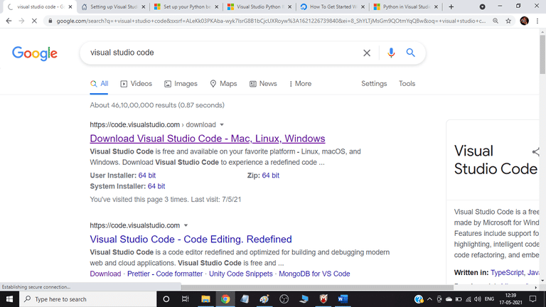 Learn Python Chapter 1 – Download and Install Visual Studio Code